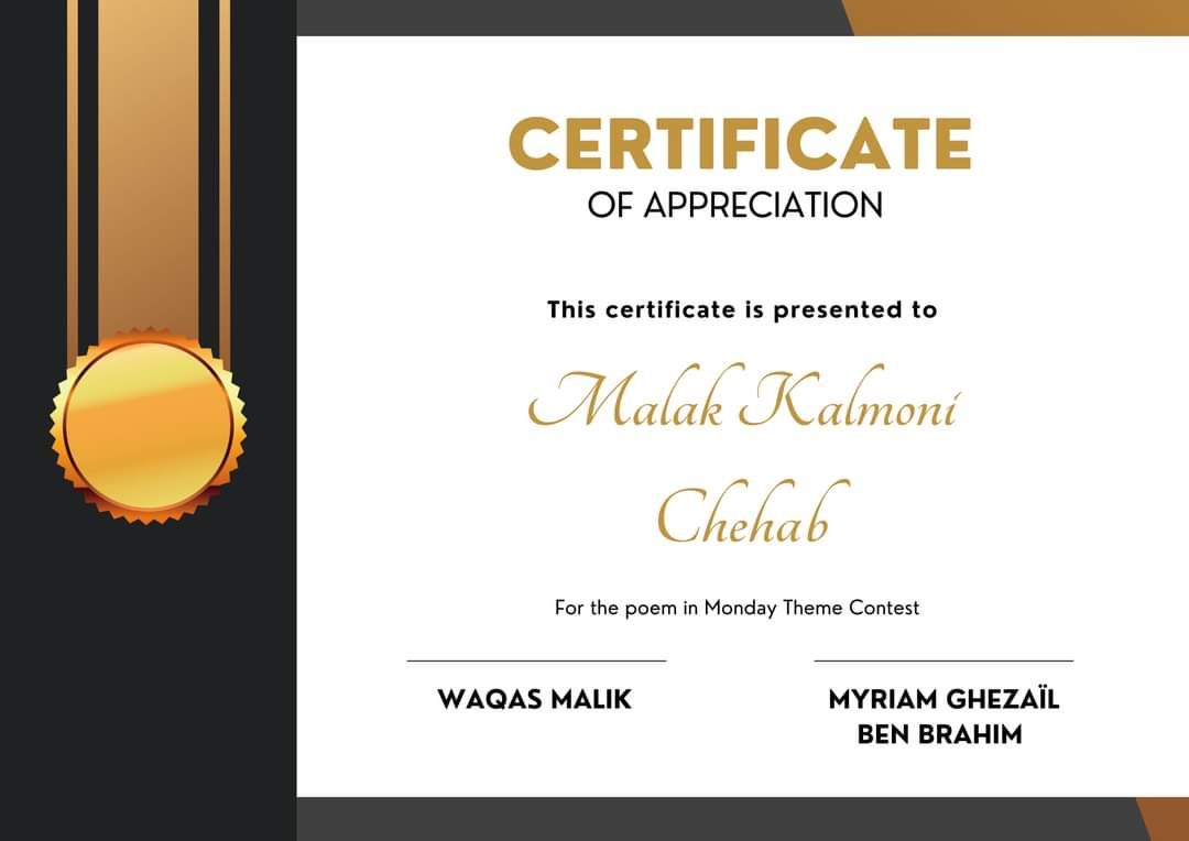 Certificate of appreciation – Poetry for Change
