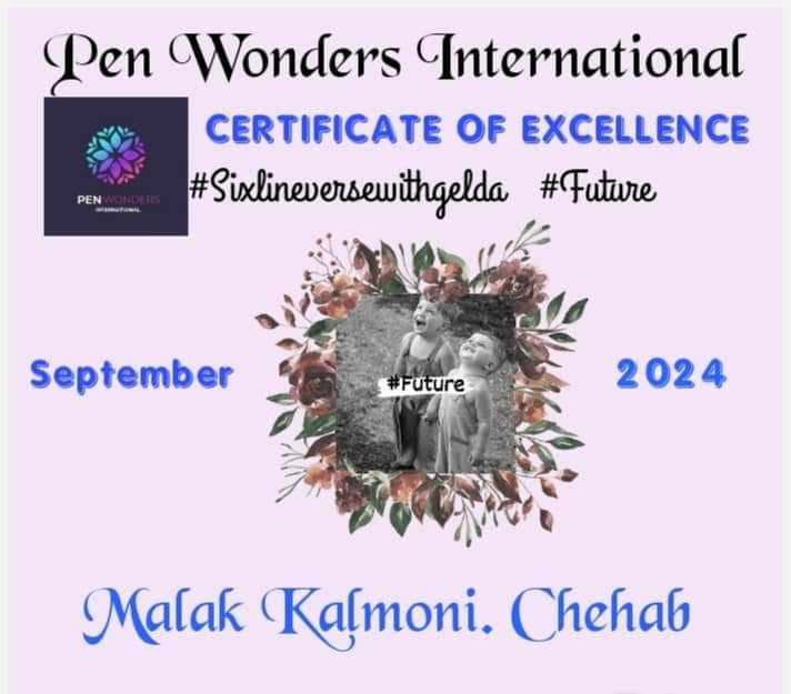 Certificate of Excellence for my poem: FUTURE double acrostic – Poetry ...