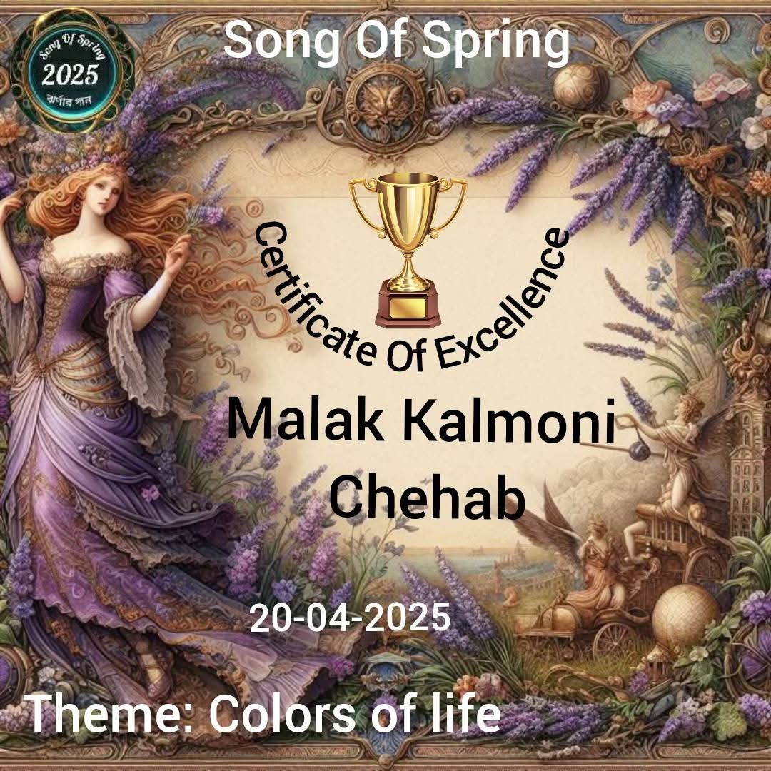 Certificate of Excellence for my poem, Rainbow of Rain – Poetry for Change