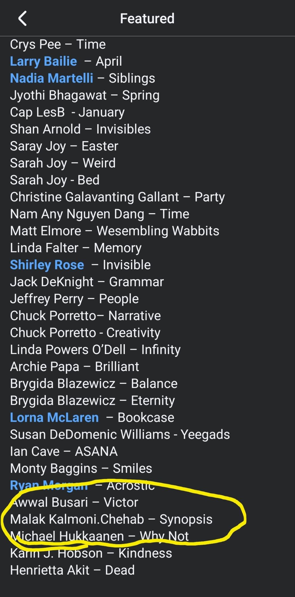 Accolade for my poem, SYNOPSIS – Poetry for Change