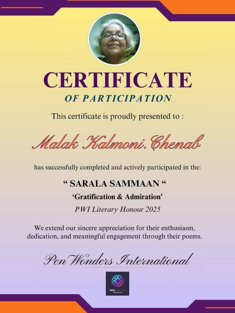 Certificate for my poem, – Poetry for Change