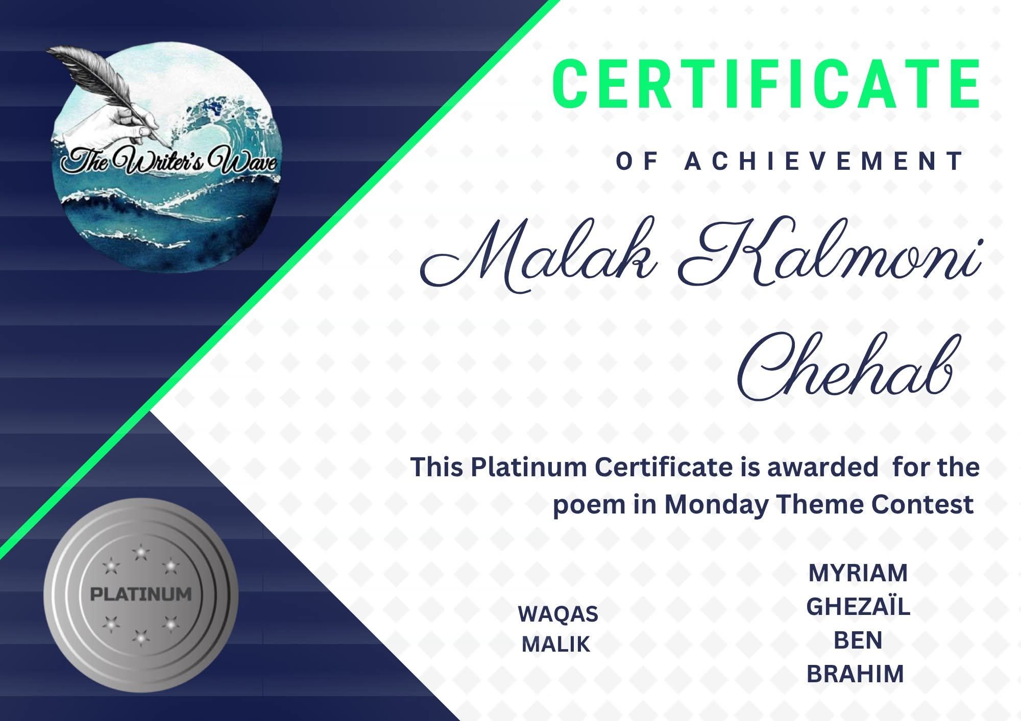 Platinum Certificate of Achievement for my poem, Heart’s Dialogue ...