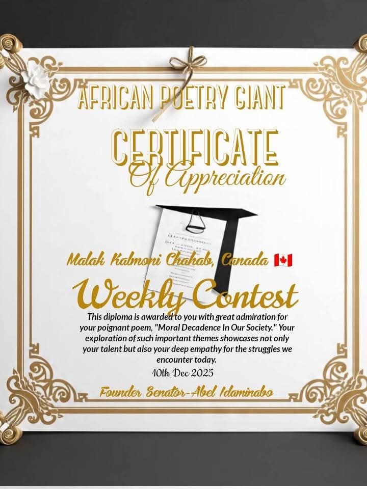 Certificate of Appreciation for my poem, – Poetry for Change